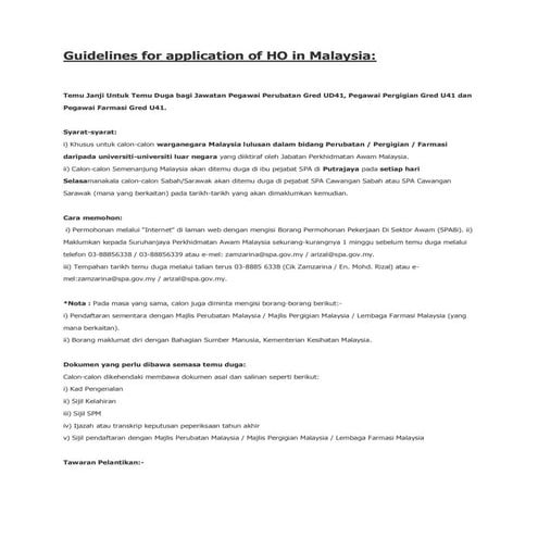 Guidelines for application of ho in malaysia | PDF
