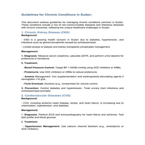 Guidelines for Chronic Conditions in Sudan | PDF