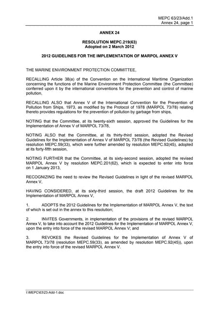 Garbage marpol annex 5 for mariner