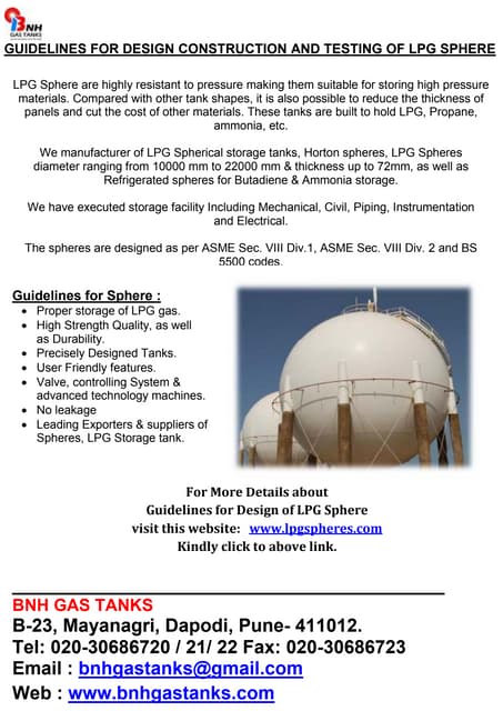 Asme design and construction of lpg storage tank installation | PDF ...