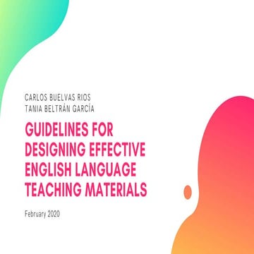 Guidelines for designing effective english language teaching materials ...