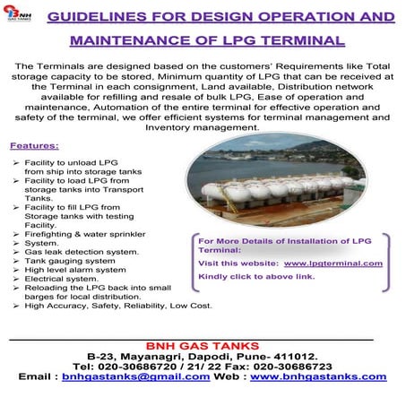 Guidelines for design operation and maintenance of lpg terminal | PDF