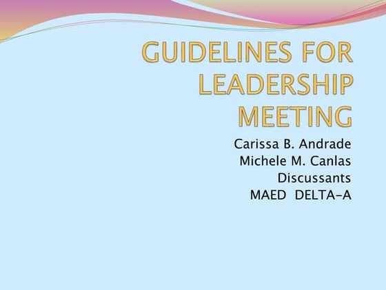 Conducting Effective School Meetings - Najma Kazi | PPT