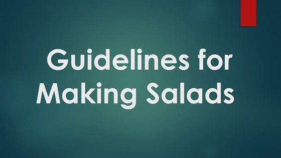 COOKERY 9 Lesson 1.2 Components of Salad.pptx | Cooking | Food & Drink