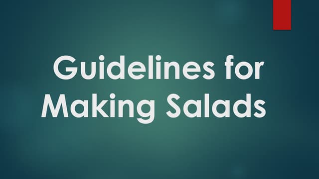 SALAD DRESSING PRESENTATION for Cookery pptx | PPTX