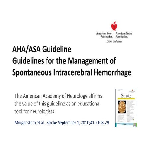 2010 Guidelines for Management of Spontaneous ICH | PPTX