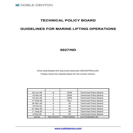Guidelines for marine lifting operation noble denton | PDF