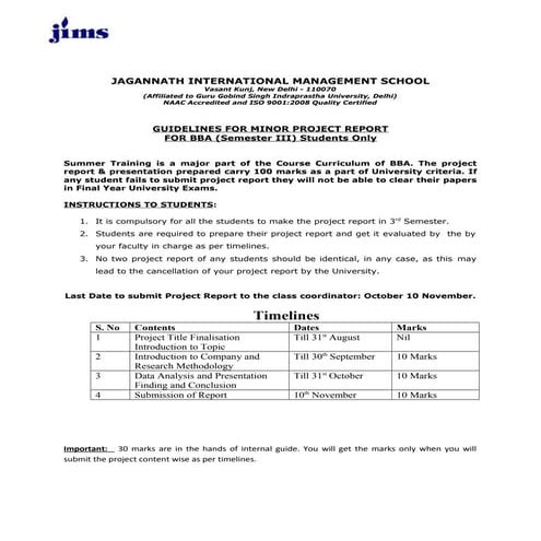 Guidelines for minor project report(1) | DOC