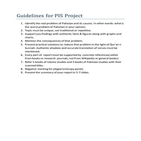 Guidelines for project | DOCX