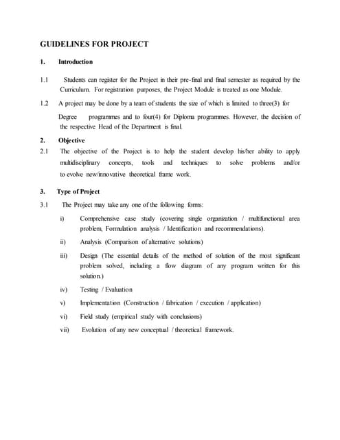 Project preliminary guidelines | PDF