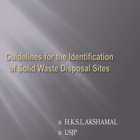 Guidelines for the identification of solid waste disposal | PPT