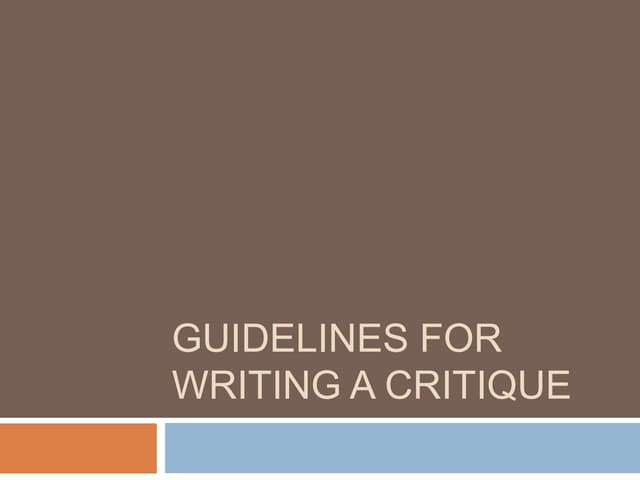 Writing a Critique | PPTX