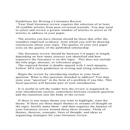 Guidelines for Writing a Literature Review· Your final literat.docx