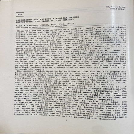 Guidelines for writing a medical paper Introducing the paper to the ...