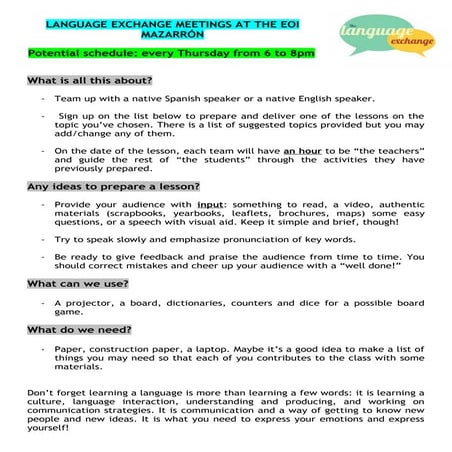 Guidelines language exchange meeting | PDF