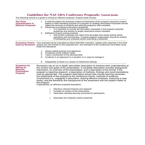 Guidelines nacada presenatioans | DOC