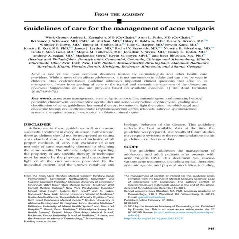 Guidelines of care for the management of acne vulgaris | PDF