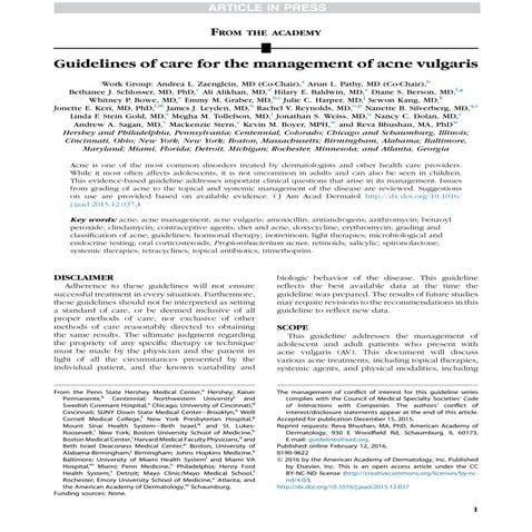 Guidelines of care for the management of acne vulgaris | PDF