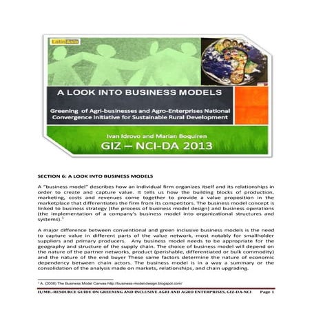 Guidelines on greening agri business -business models2 | PDF