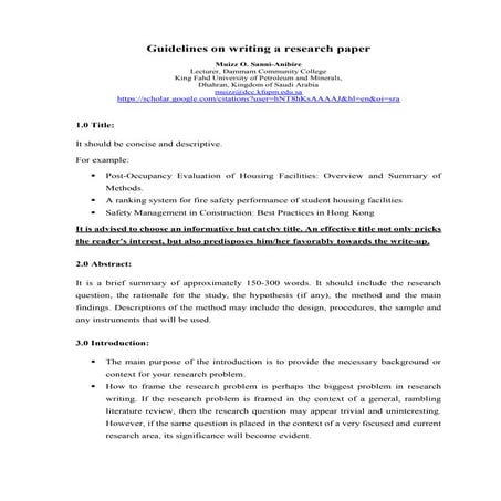 Guidelines on writing a research paper | PDF