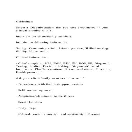 GuidelinesSelect a Diabetic patient that you have encounte | PDF