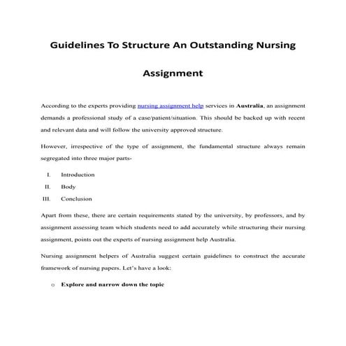 Guidelines to structure an outstanding nursing assignment | PDF
