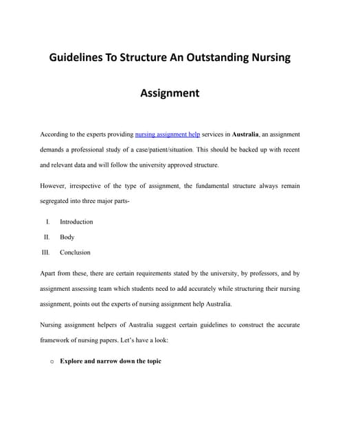 Nursing assignment structure and design | PPT