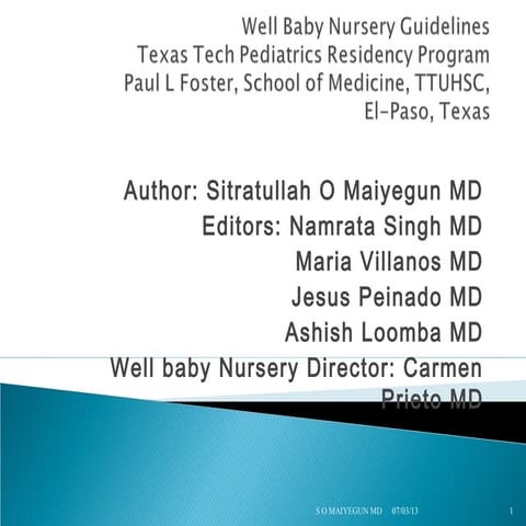 Well Baby Nursery Guidelines | PPT