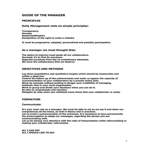 Guide Of The Manager | PDF