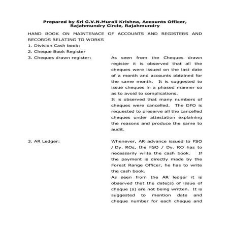 Guide on maintenance of accounts | PDF