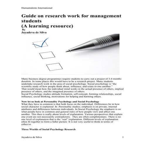 Guide on research for management students | PDF