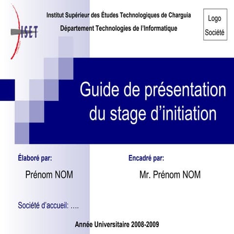 GUIDE DE PRÉSENTATION DU STAGE D’INITIATION | PPTX