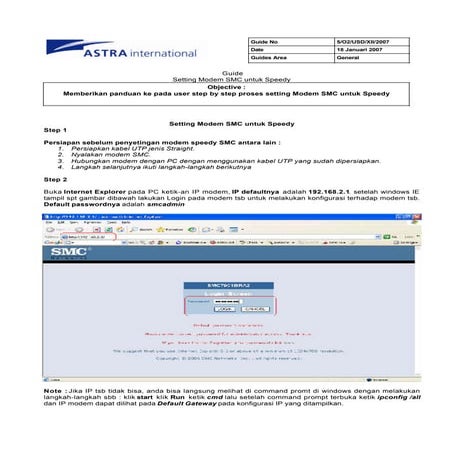 Guide setting modem smc | PDF
