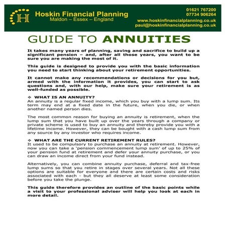 Guide to annuities | PDF