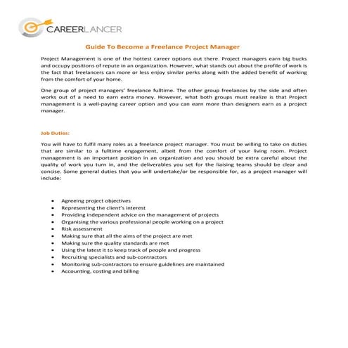Guide to become a freelance project manager | PDF