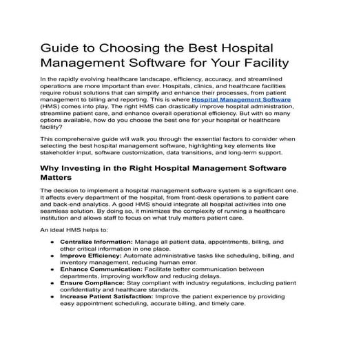 Guide to Choosing the Best Hospital Management Software for Your ...