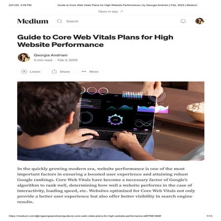 Guide to Core Web Vitals Plans for High Website Performance | PDF