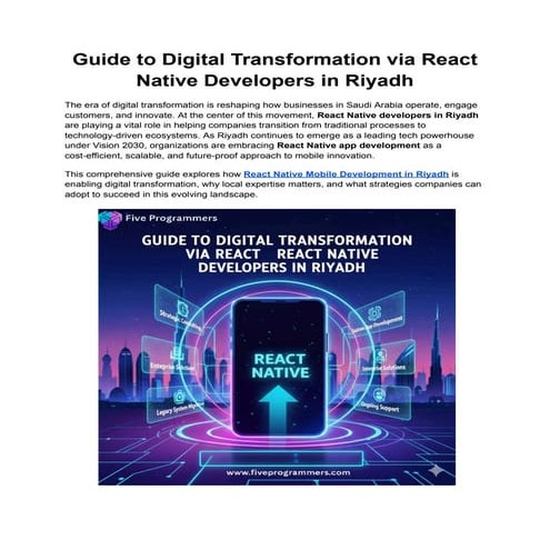 Guide to Digital Transformation via React Native Developers in Riyadh | PDF