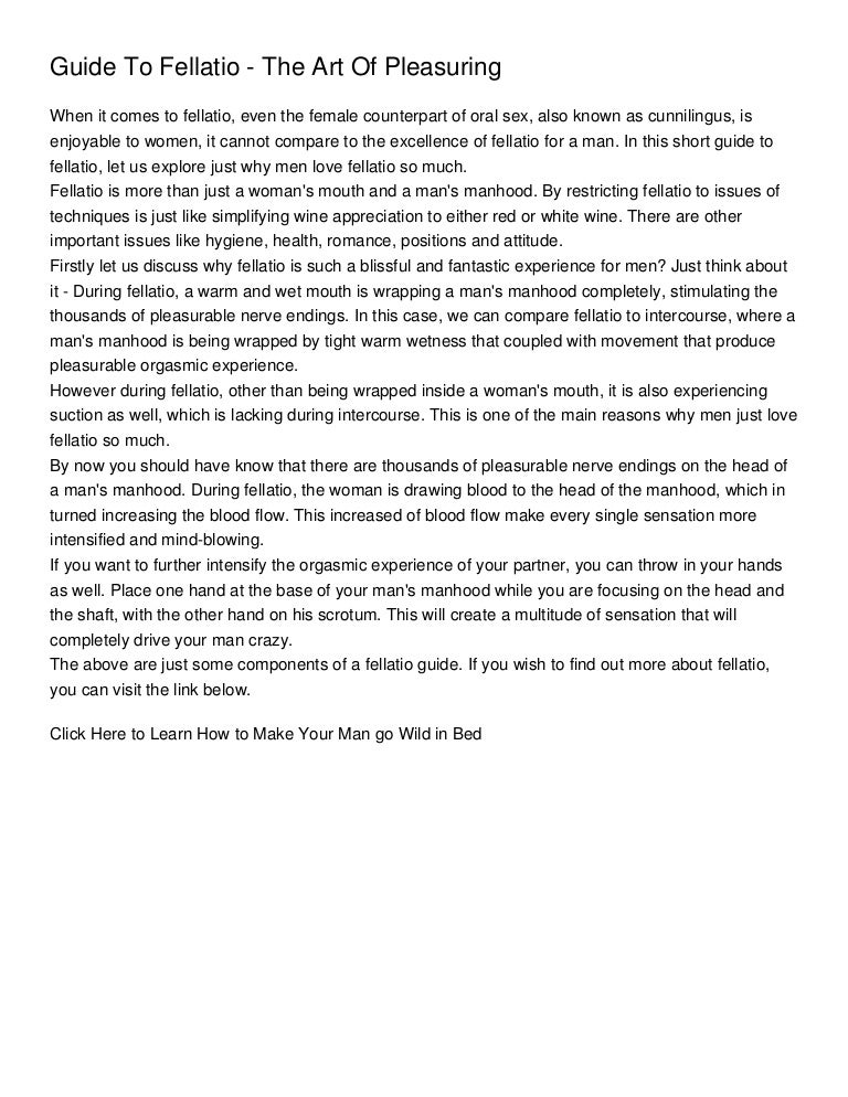 Guide To Fellatio The Art Of Pleasuring 