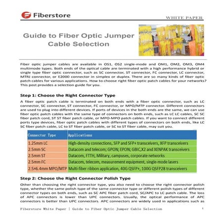 Guide to Fiber Optic Patch Cord Management | PDF