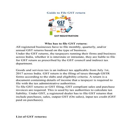Guide to file gst return | PDF