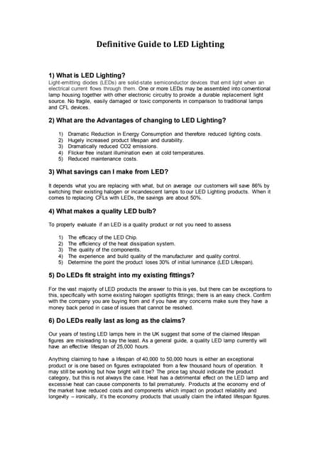 Battery Powered LED Lights Emergency Lighting Guide | PDF