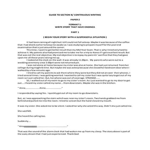 GUIDE TO WRITING ESSAY SPM SECTION B- STORY | DOCX