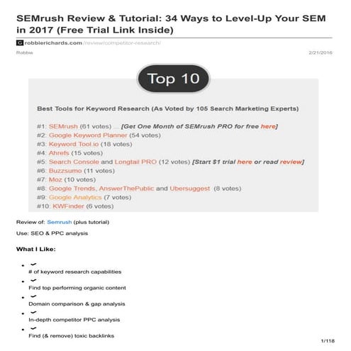 Guide to SEMRush | PDF