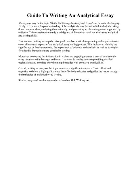 Guide To Writing An Analytical Essay Pdf