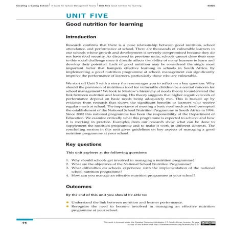 Learning Guide: Unit 5 - Good nutrition for learning. | PDF