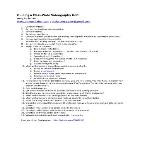 Guiding a class wide videography project | PDF | Video Production ...