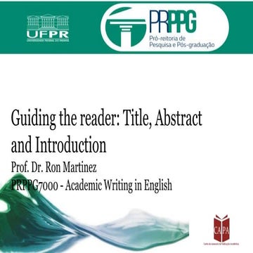 Academic Writing in English: Guiding the reader through title, abstract ...