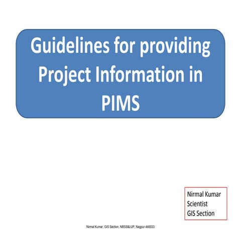 Guidlines for filling project information in pims | PDF