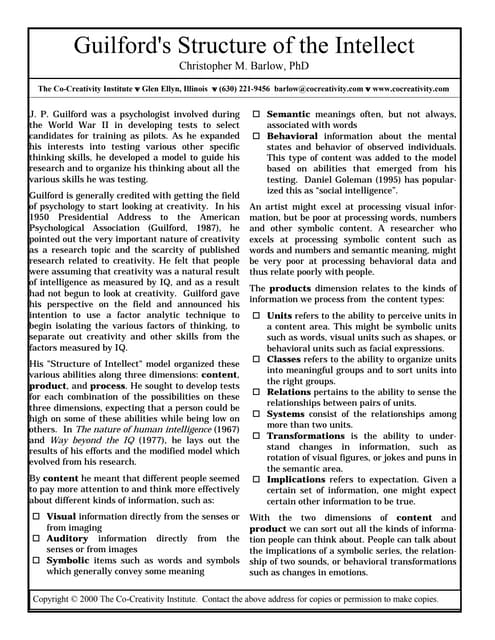 Guilford's Structure of intellect | PPTX | Physics | Science